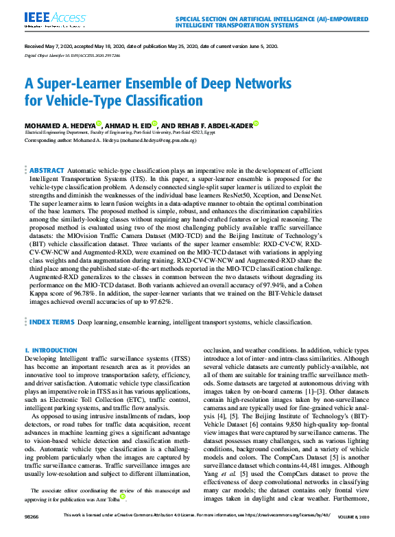 (PDF) A Super-Learner Ensemble of Deep Networks for Vehicle-Type Classification