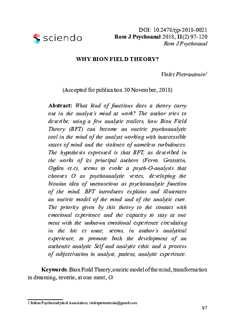 (PDF) Why Bion Field Theory?