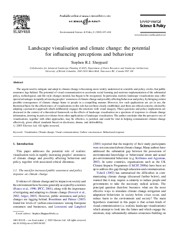 (PDF) Landscape visualisation and climate change: the potential for ...