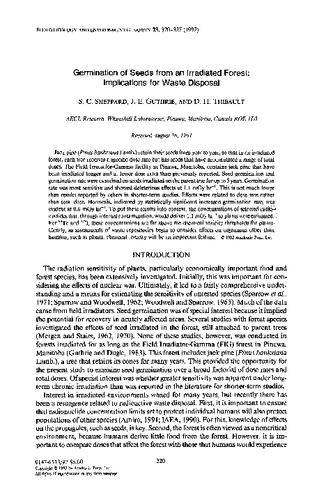 (PDF) Germination of seeds from an irradiated forest: Implications for ...