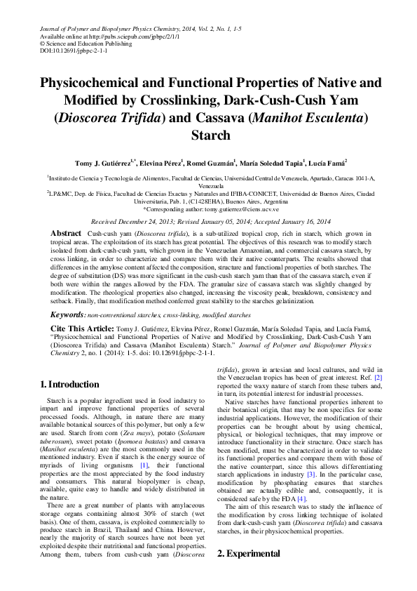 (PDF) Structural and mechanical properties of edible films made from native and modified cush ...