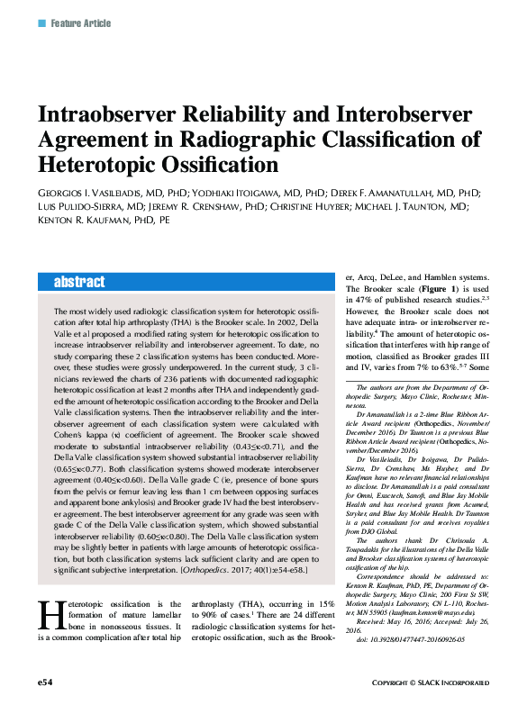 (PDF) Intraobserver Reliability and Interobserver Agreement in ...