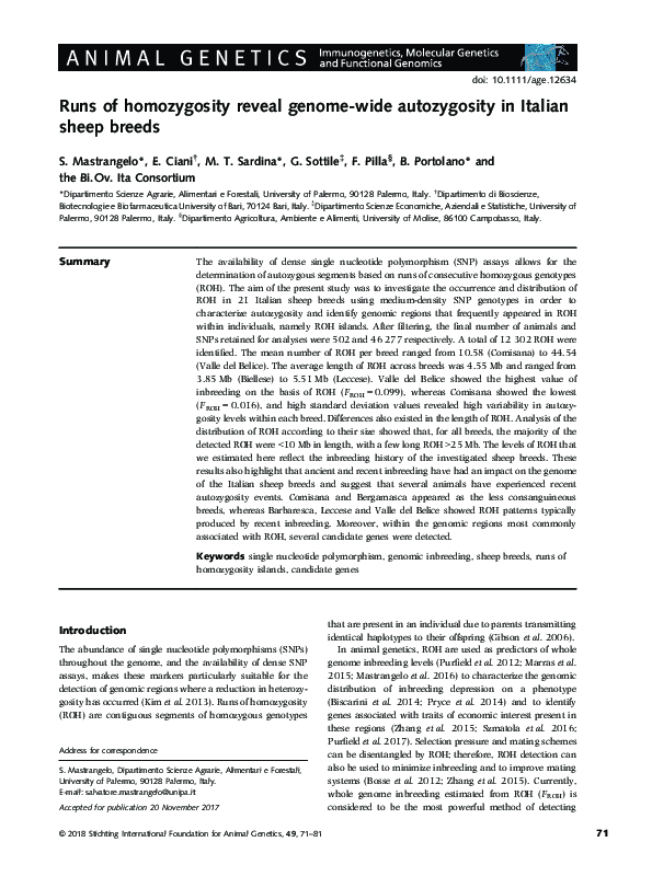 (PDF) Runs of homozygosity reveal genome-wide autozygosity in Italian ...