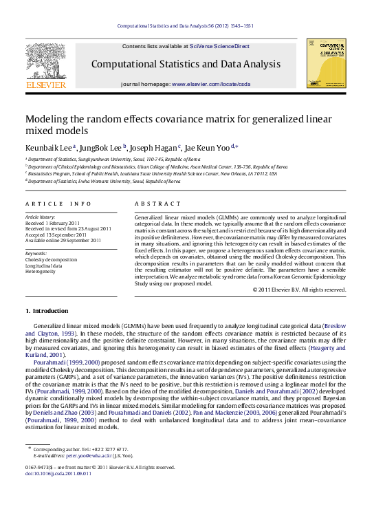 (PDF) Modeling the random effects covariance matrix for generalized ...