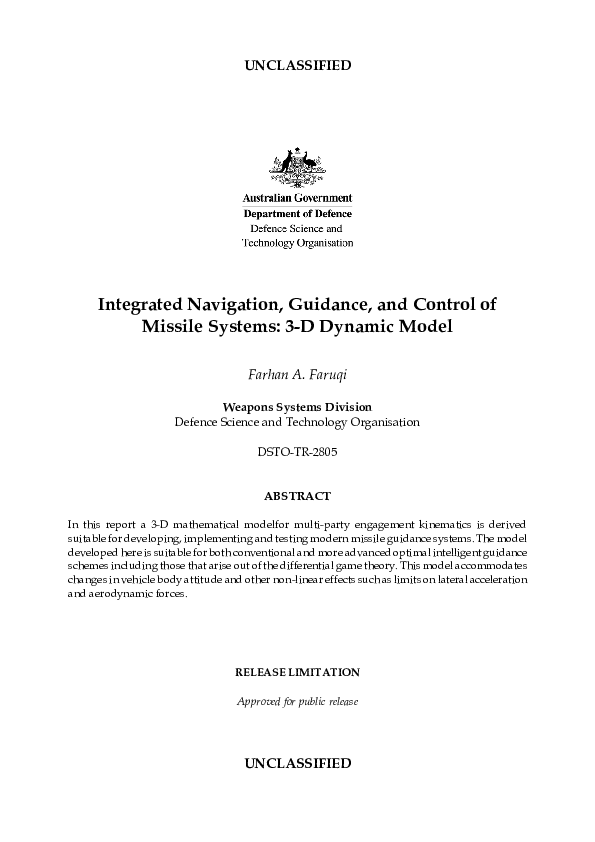 (PDF) Integrated Navigation, Guidance, and Control of Missile Systems ...