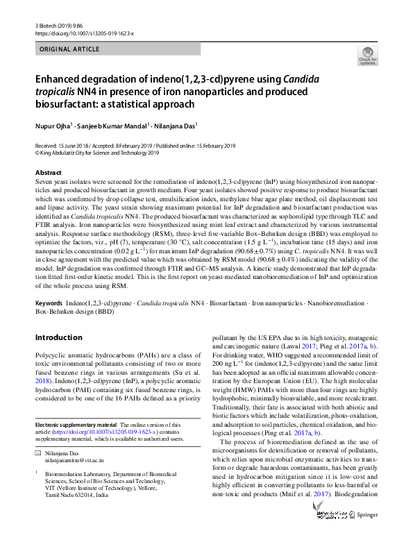 (PDF) Enhanced degradation of indeno(1,2,3-cd)pyrene using Candida ...