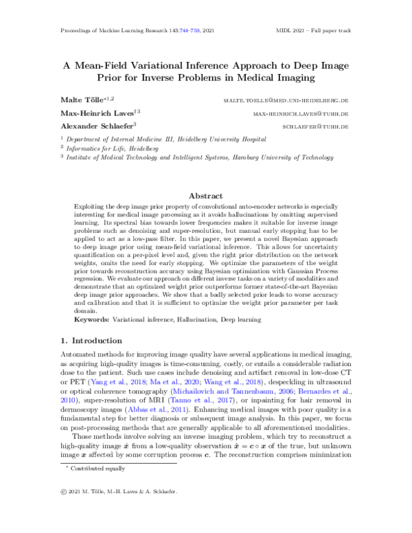 Pdf Bayesian Deep Image Prior For Medical Imaging
