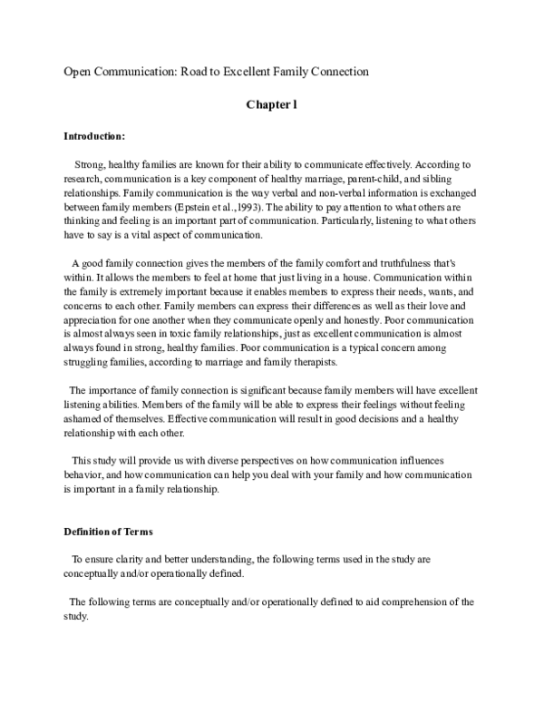 (PDF) Open Communication: Road to Excellent Family Connection