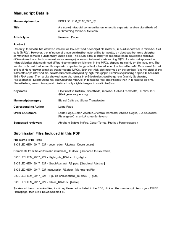 (PDF) A study of microbial communities on terracotta separator and on ...