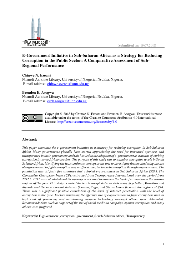 (PDF) E-Government Initiative in Sub-Saharan Africa as a Strategy for ...