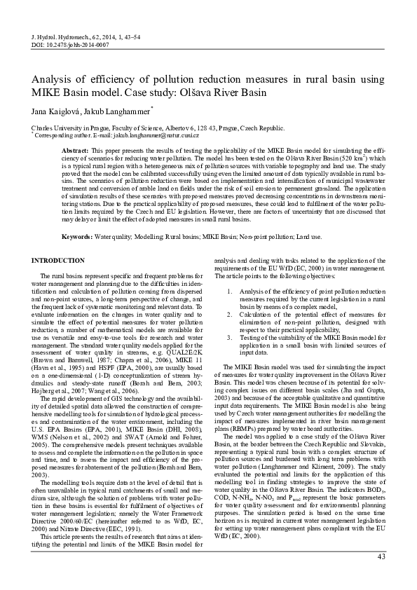 (PDF) Analysis of efficiency of pollution reduction measures in rural ...