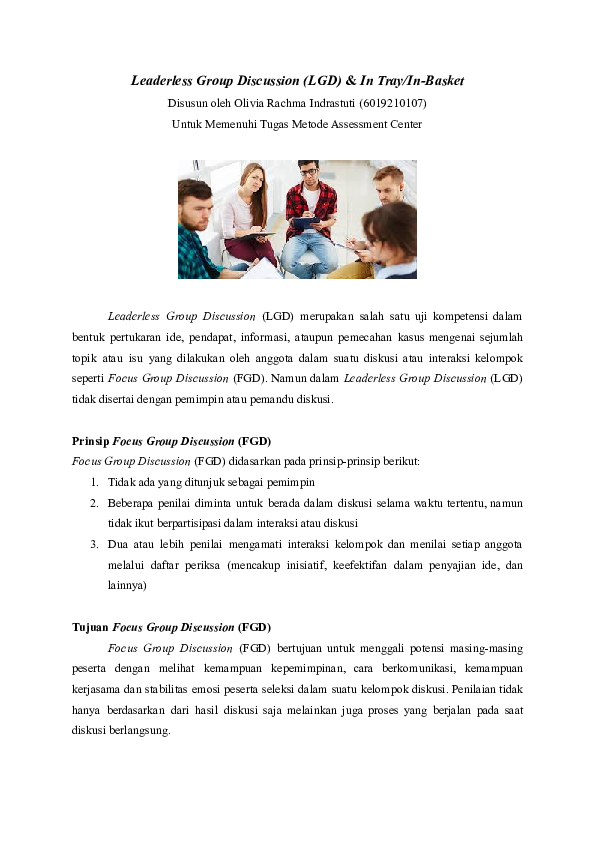 (PDF) Leaderless Group Discussion (LGD) & In Tray/In-Basket Psychology ...