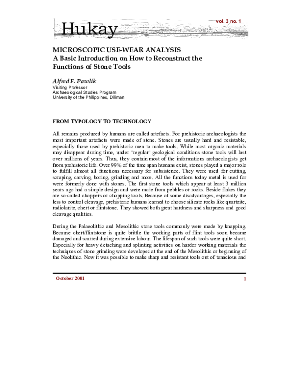 (PDF) Hukay MICROSCOPIC USE-WEAR ANALYSIS A Basic Introduction on How ...