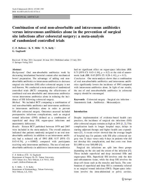 (PDF) Combination of oral non-absorbable and intravenous antibiotics ...