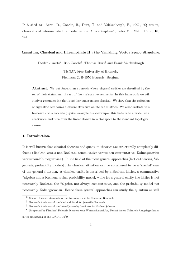 (PDF) Quantum, classical and intermediate II: the vanishing vector ...