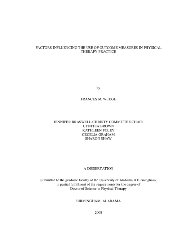 (PDF) Factors influencing the use of outcome measures in physical ...