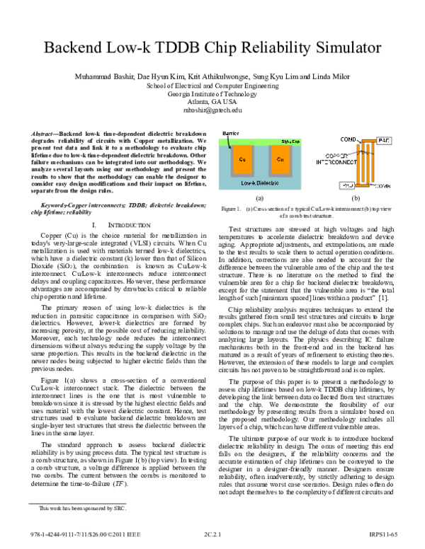 Pdf Backend Low K Tddb Chip Reliability Simulator Muhammad Asif