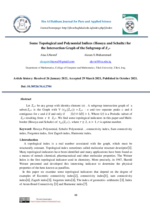 (PDF) Some Topological and Polynomial Indices (Hosoya and Schultz) for ...