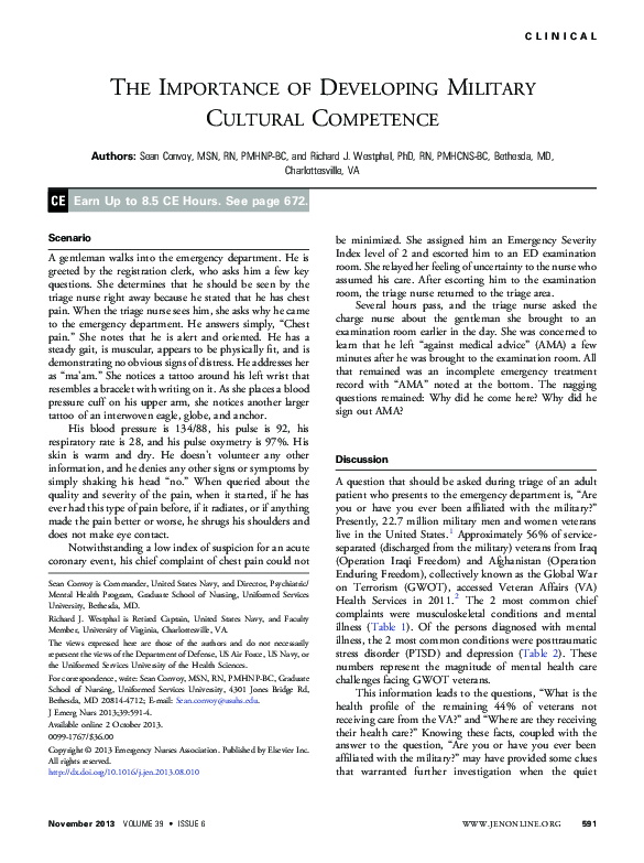 (PDF) The Importance of Developing Military Cultural Competence