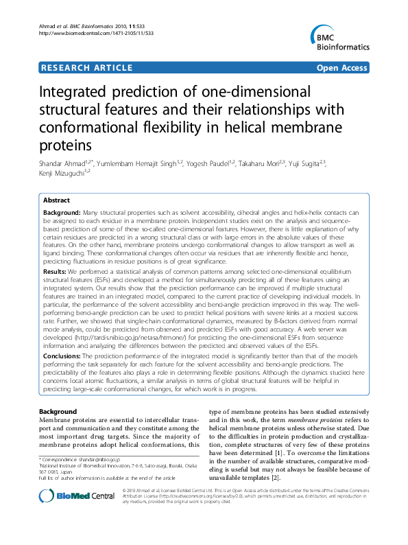 (PDF) Integrated prediction of one-dimensional structural features and ...