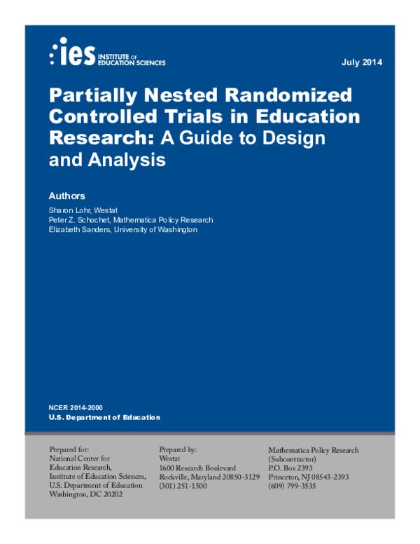 (PDF) Partially Nested Randomized Controlled Trials in Education Research: A Guide to Design and ...