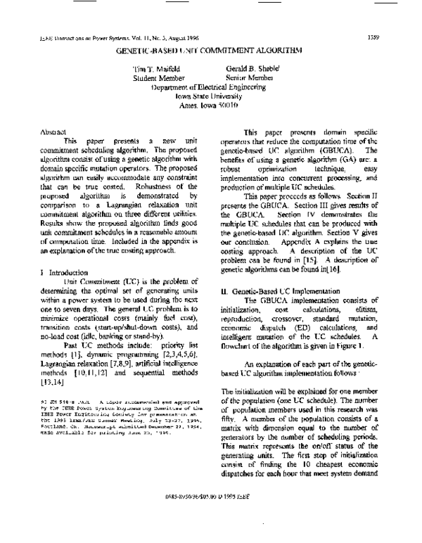 (PDF) Genetic-based unit commitment algorithm