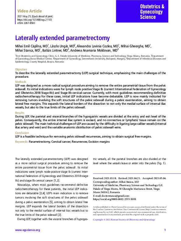 (PDF) Laterally extended parametrectomy