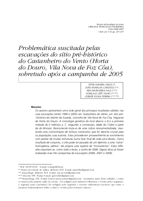 (PDF) Problemática suscitada pelas escavações do sítio pré-histórico do ...