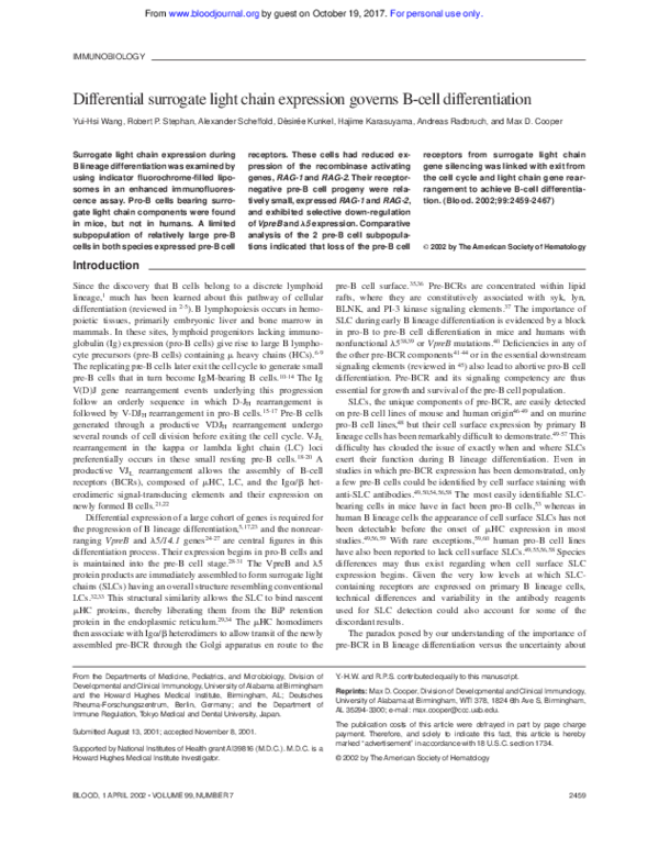 (PDF) Differential surrogate light chain expression governs B-cell ...