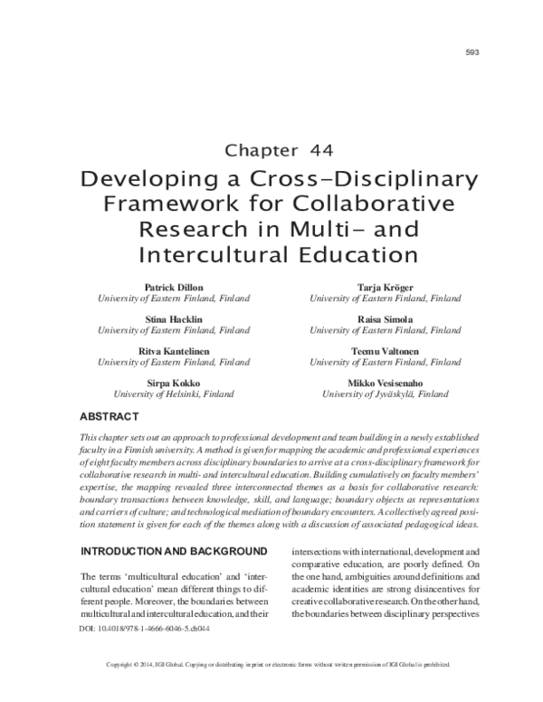 (PDF) Cross-Disciplinary Framework for Education Research