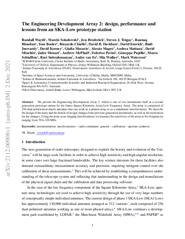 (PDF) Engineering Development Array 2: design, performance, and lessons ...