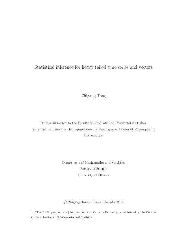 (PDF) Statistical Inference for Heavy Tailed Time Series and Vectors