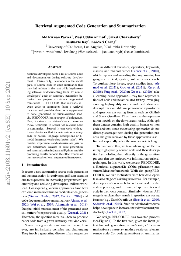 (PDF) Retrieval Augmented Code Generation and Summarization