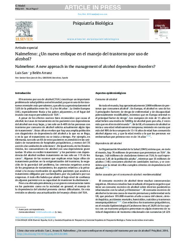 (PDF) Nalmefeno: ¿Un nuevo enfoque en el manejo del trastorno por uso ...