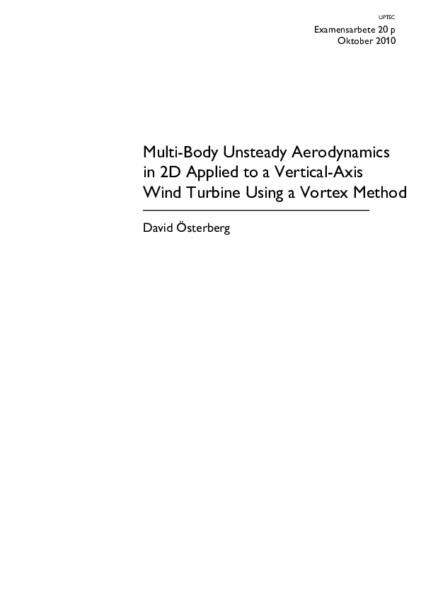 (PDF) Multi-Body Unsteady Aerodynamics in 2D Applied to aVertical-Axis Wind Turbine Using a ...
