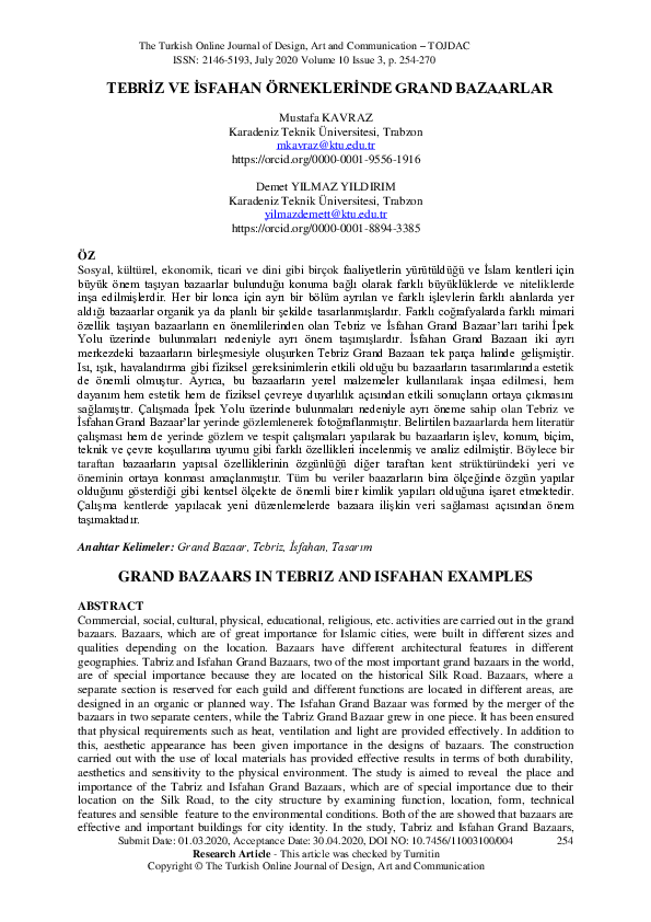 (PDF) Grand Bazaars in Tebriz and Isfahan Examples