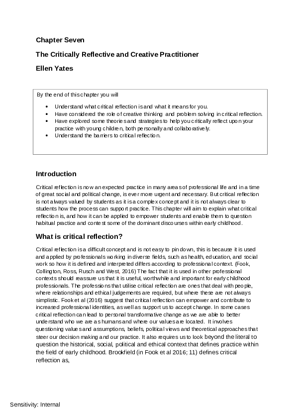 (PDF) The critically reflective and creative practitioner