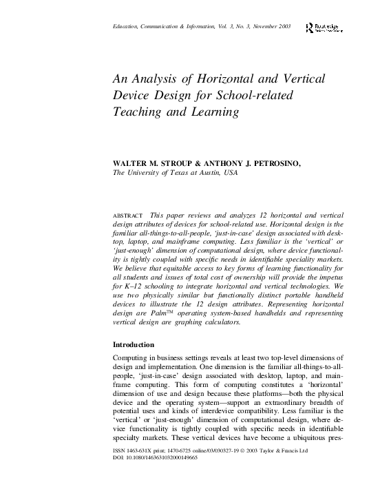 (PDF) An analysis of horizontal and vertical device design for school ...