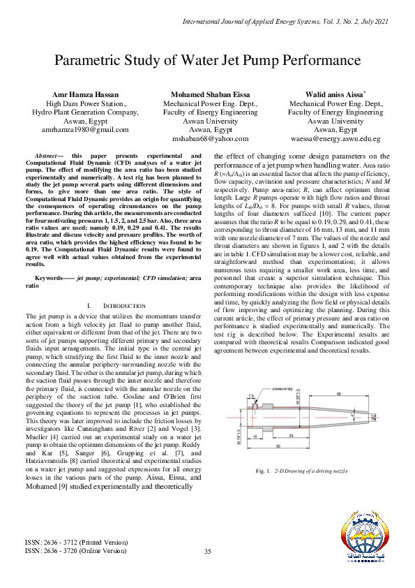 (PDF) Parametric Study of Water Jet Pump Performance