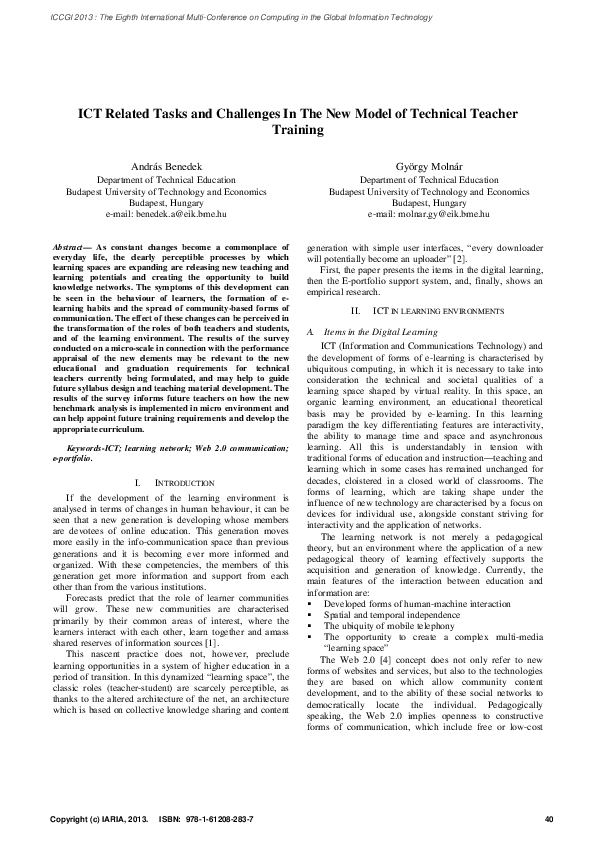(PDF) ICT Related Tasks and Challenges In The New Model of Technical ...