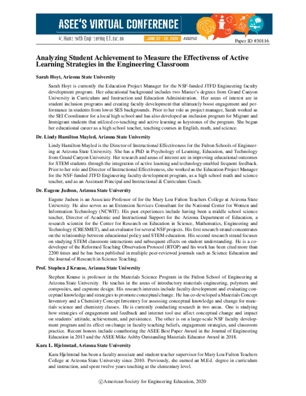 (PDF) Analyzing Student Achievement to Measure the Effectiveness of ...