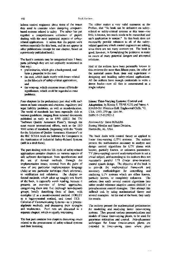 Pdf Linear Time Varying Systems Control And Adaptation