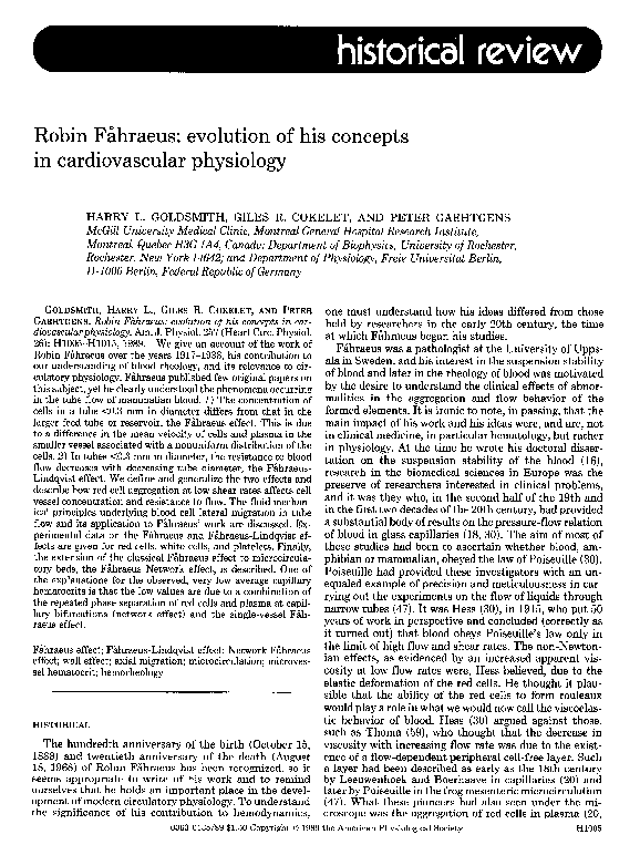 (PDF) Robin Fahraeus: evolution of his concepts in cardiovascular ...