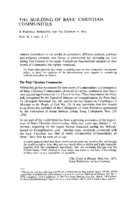 (PDF) The Building of Basic Christian Communities