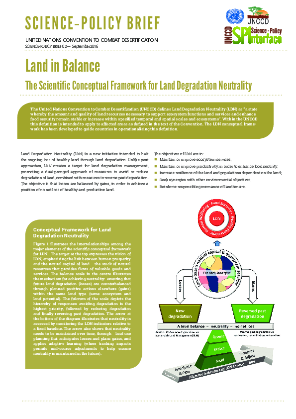 (PDF) Land in balance: The scientific conceptual framework for Land ...