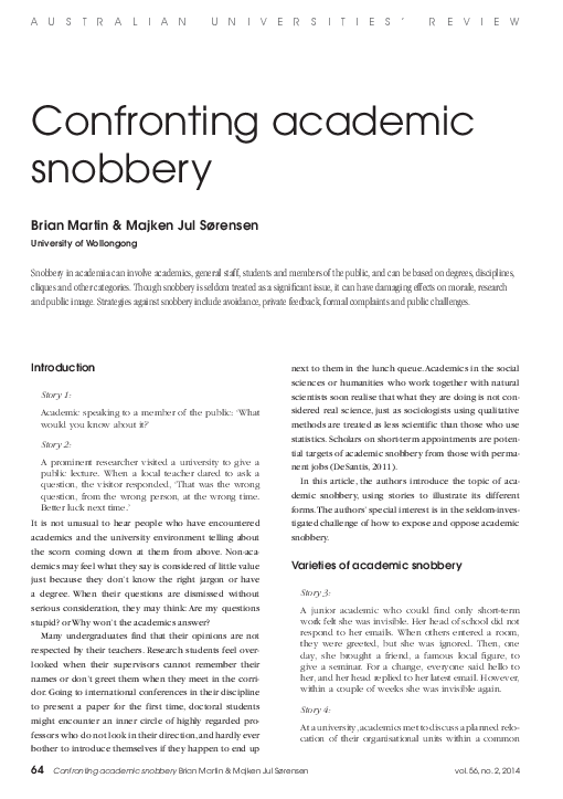 (PDF) Confronting academic snobbery
