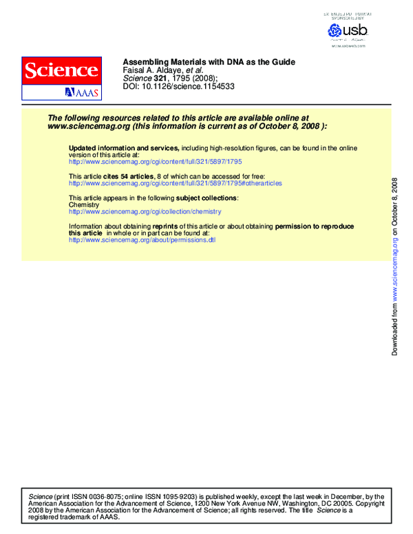 (PDF) Assembling Materials with DNA as the Guide