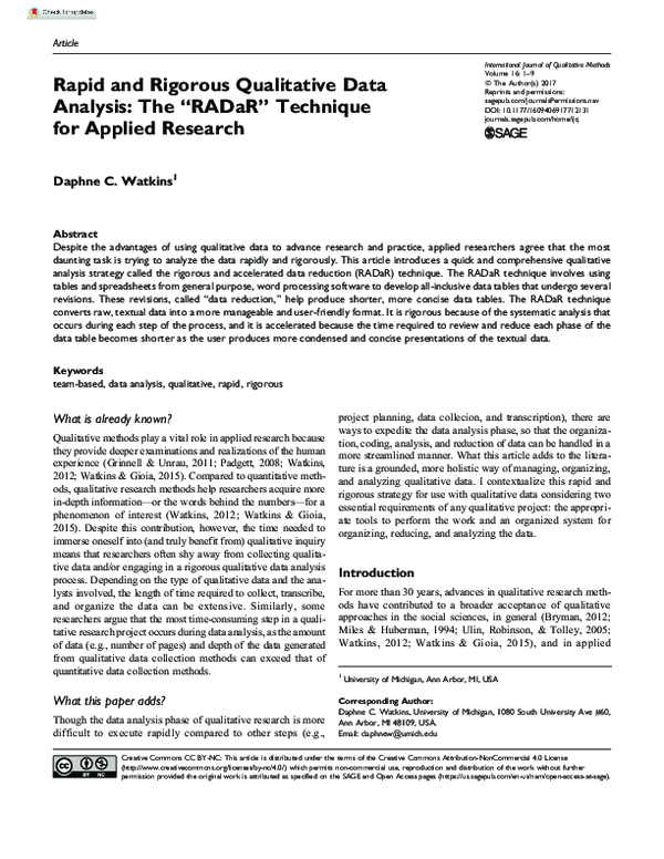 (PDF) Rapid and Rigorous Qualitative Data Analysis