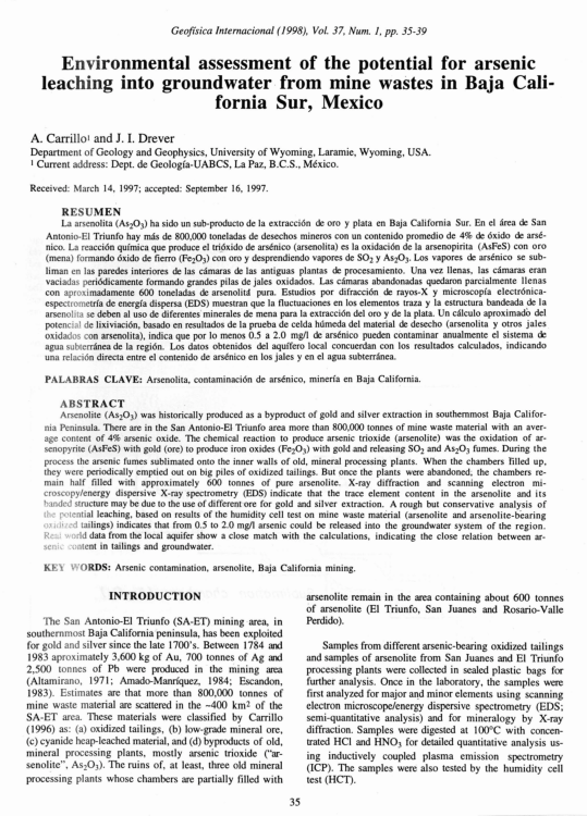 (PDF) Environmental assessment of the potential for arsenic leaching ...