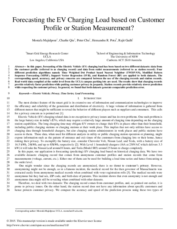 (PDF) Forecasting the EV charging load based on customer profile or ...